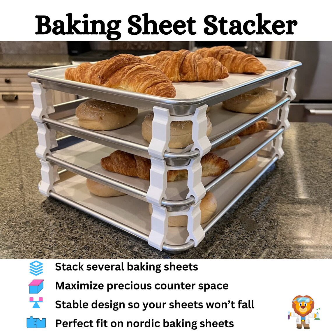 Baking Sheet Dividers Baking Gifts Baking Sheet Organizer Tray Stacker ...