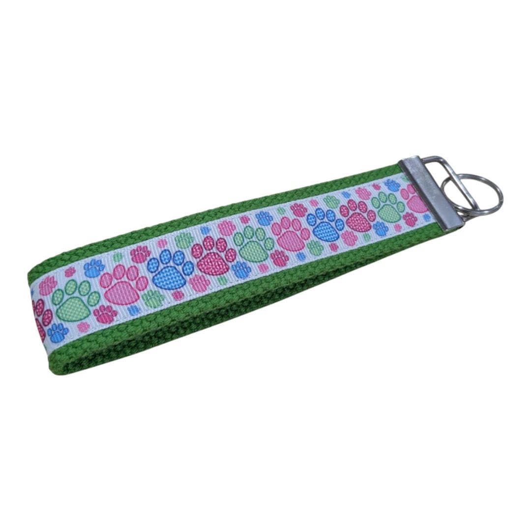 Paw Print Wristlet Handmade Fabric Key FOB Cotton Webbing Accessory ...