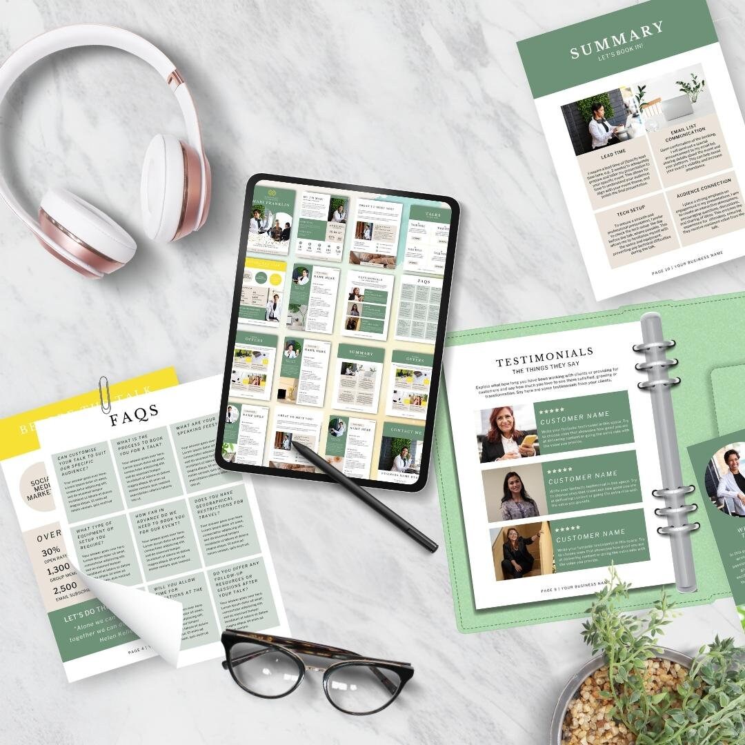 Speaker Media Kit Template, Press Kit for Keynote Speakers, Motivational Speaker Media Kit ...