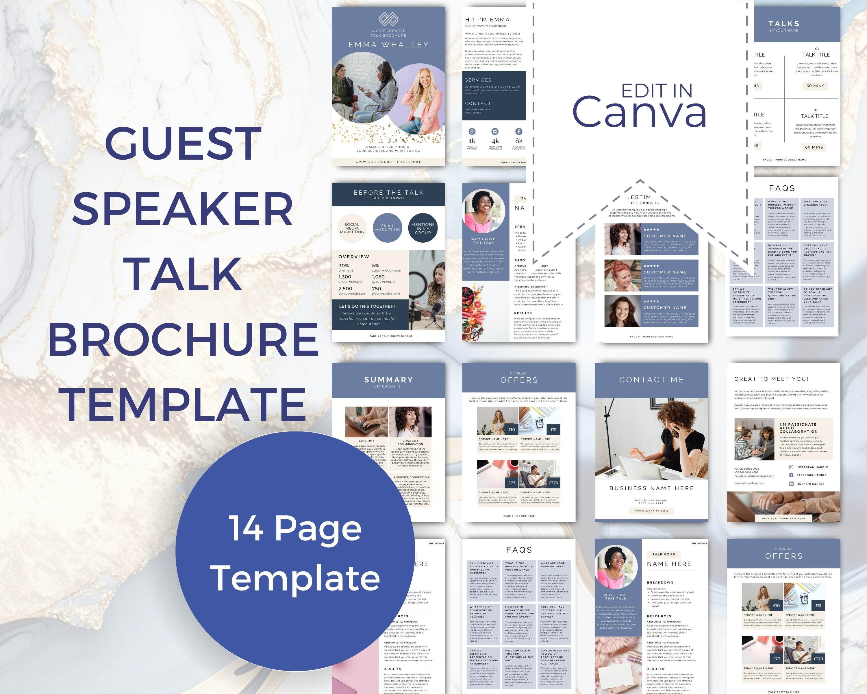 Speaker Media Kit Template, Press Kit for Keynote Speakers, Motivational Speaker Media Kit ...