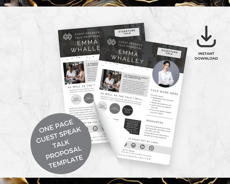 Media Kit Template Canva Speaker, Guest Speaker Talk One Page Proposal ...