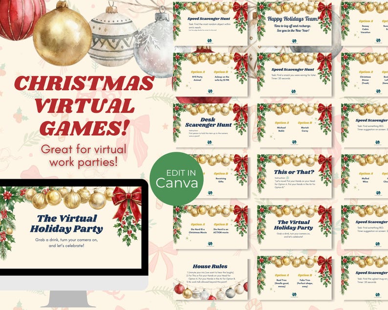 Christmas Virtual Games at Work, Remote Team Building Activity, Holiday ...