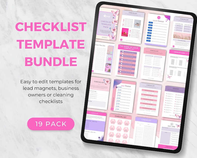 Checklist Template Pack, Canva Template, Lead Magnet Checklist ...