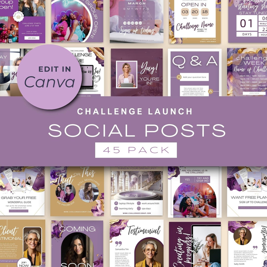 Challenge Social Media Post Templates, Challenge Canva Template ...