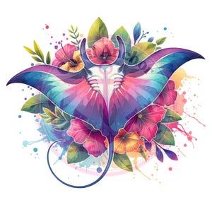 Manta Ray PNG - Sting Ray Download - Ocean Design - Watercolor Manta - Etsy