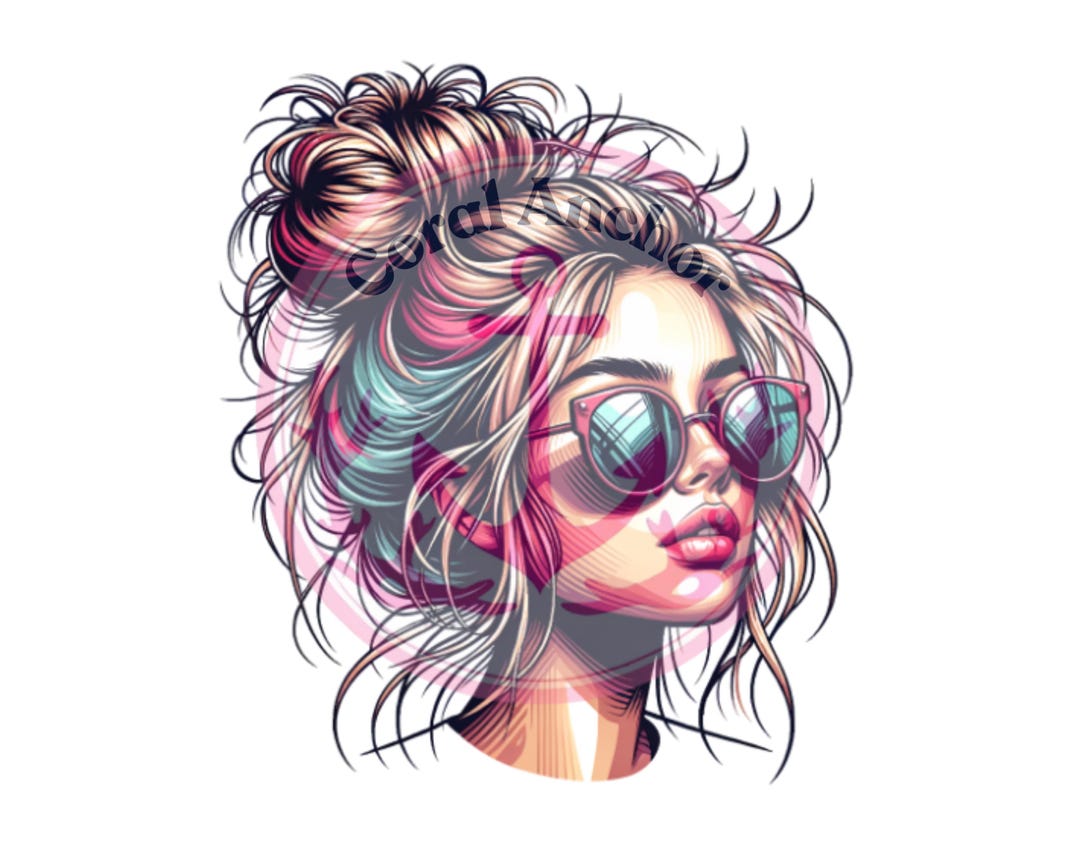 Messy Bun PNG - Cute Girl - Messy Bun Girl - Girly PNG - Girl Power - Etsy