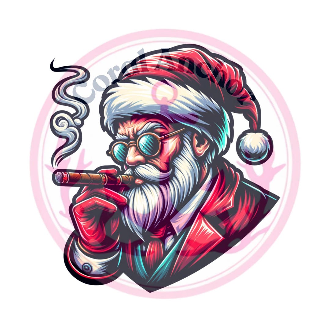 Santa Christmas Smoking Cigar PNG, Merry Christmas, Funny Santa ...
