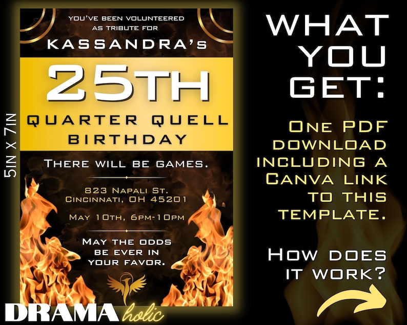 Hunger Games Birthday Invitation Template: Quarter Quell, Girl on Fire ...