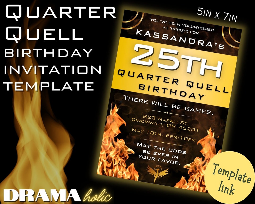 Hunger Games Inspired Quarter Quell Birthday Party Invitation Template ...