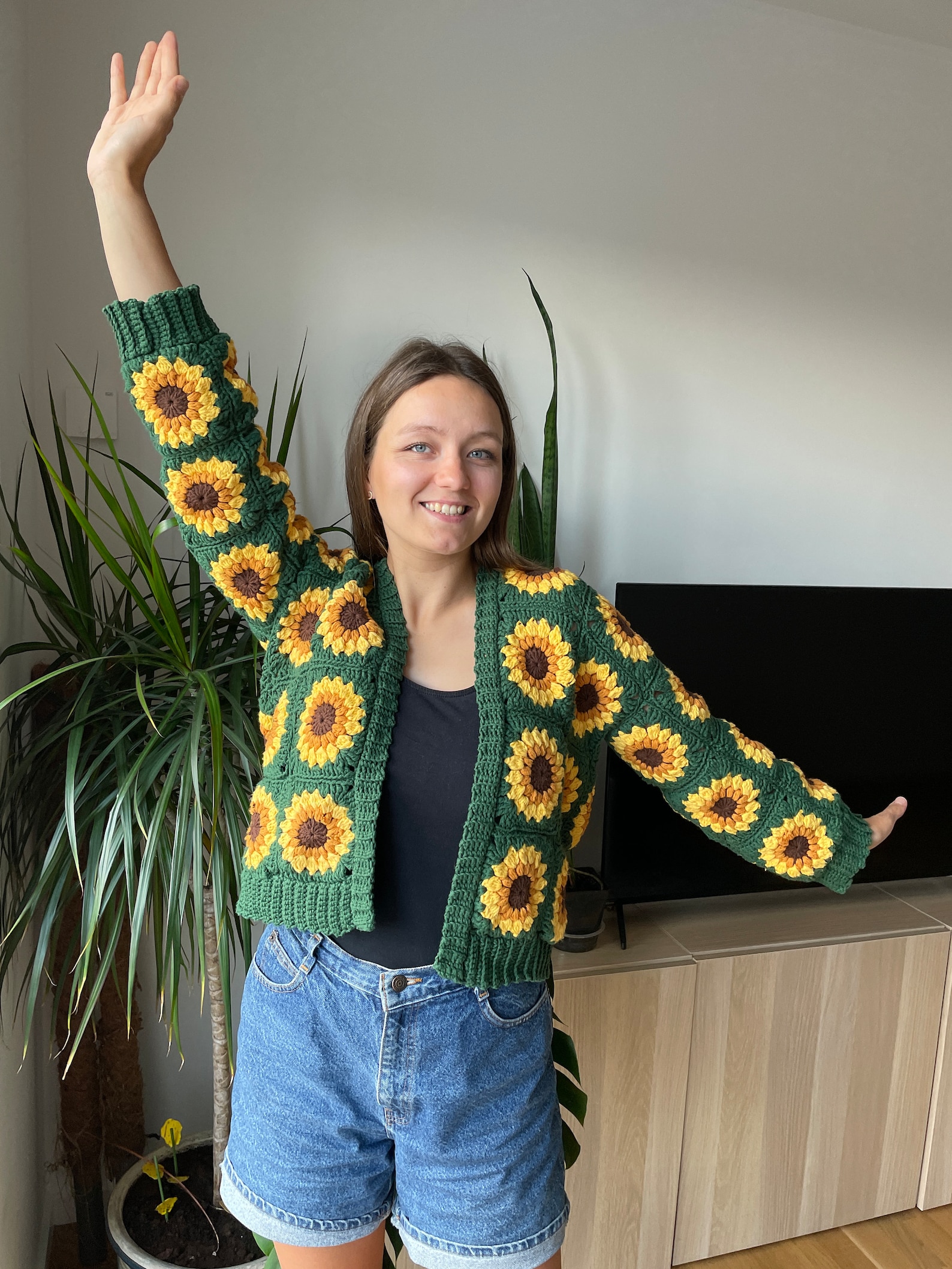 SUNFLOWER CROCHET CARDIGAN From Granny Squares Pdf Pattern - Etsy UK