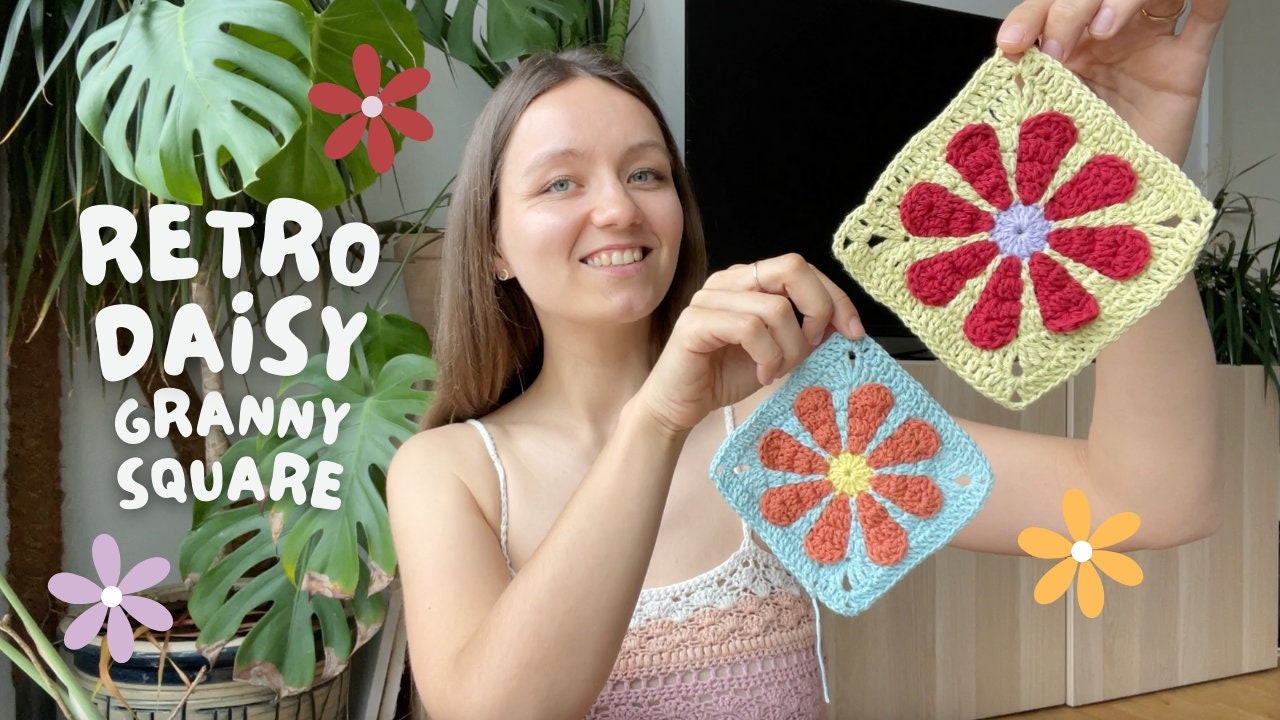 RETRO DAISY GRANNY Square | Beginner Friendly Crochet Pdf Pattern in ...