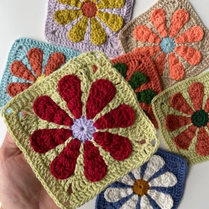 RETRO DAISY GRANNY Square | Beginner Friendly Crochet Pdf Pattern in ...
