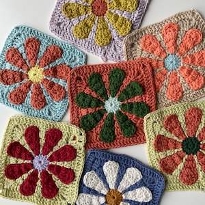 RETRO DAISY GRANNY Square | Beginner Friendly Crochet Pdf Pattern in ...