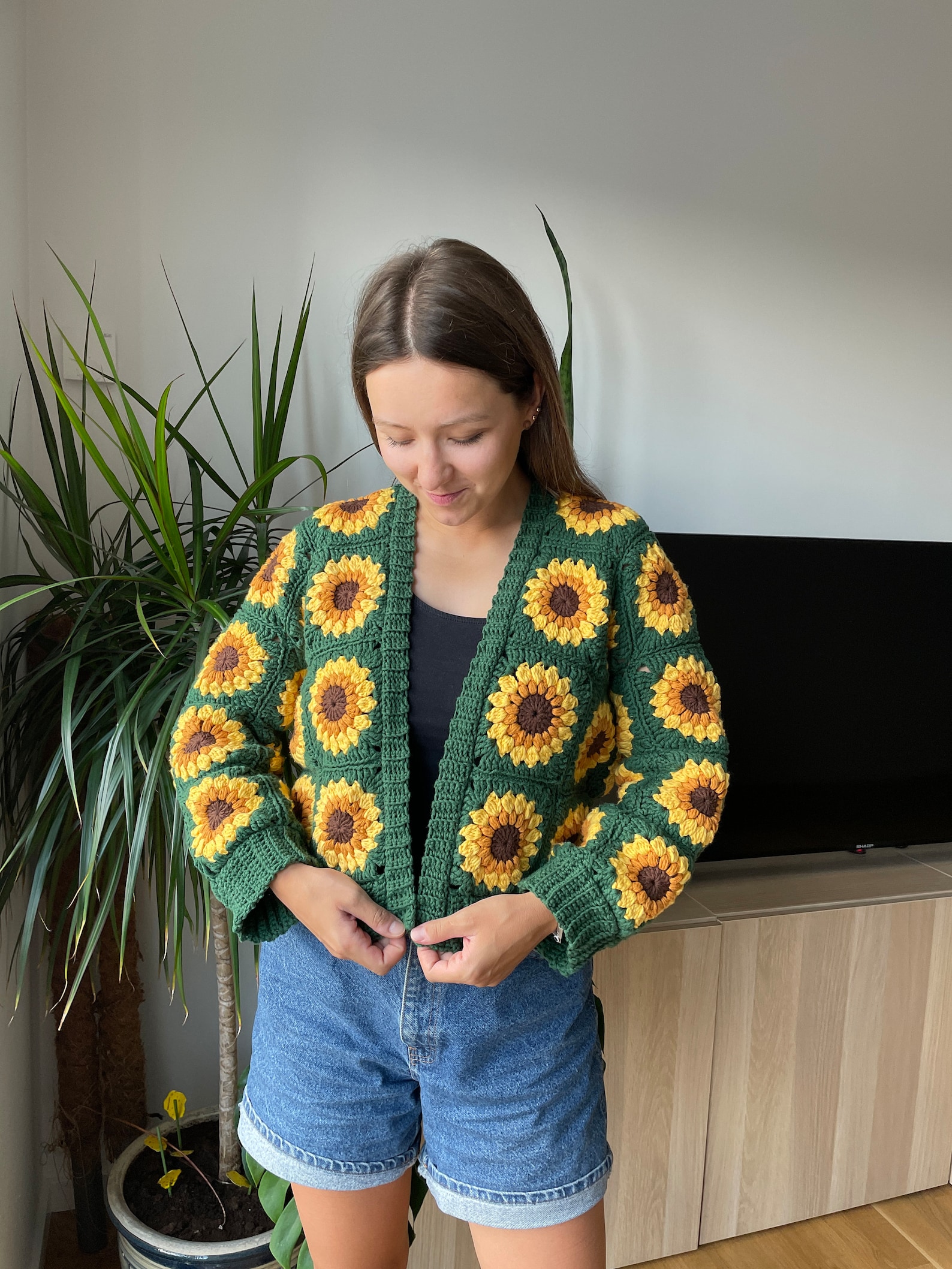SUNFLOWER CROCHET CARDIGAN From Granny Squares Pdf Pattern - Etsy UK