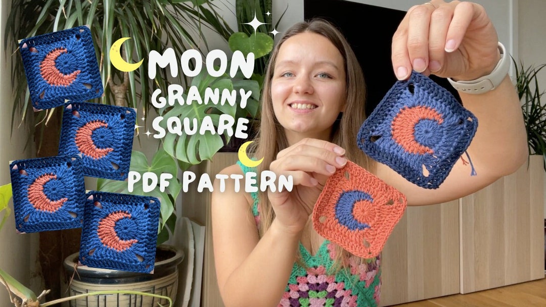 Moon Crochet Granny Square Pattern | Beginner-friendly Step-by-step Guide - English - Etsy