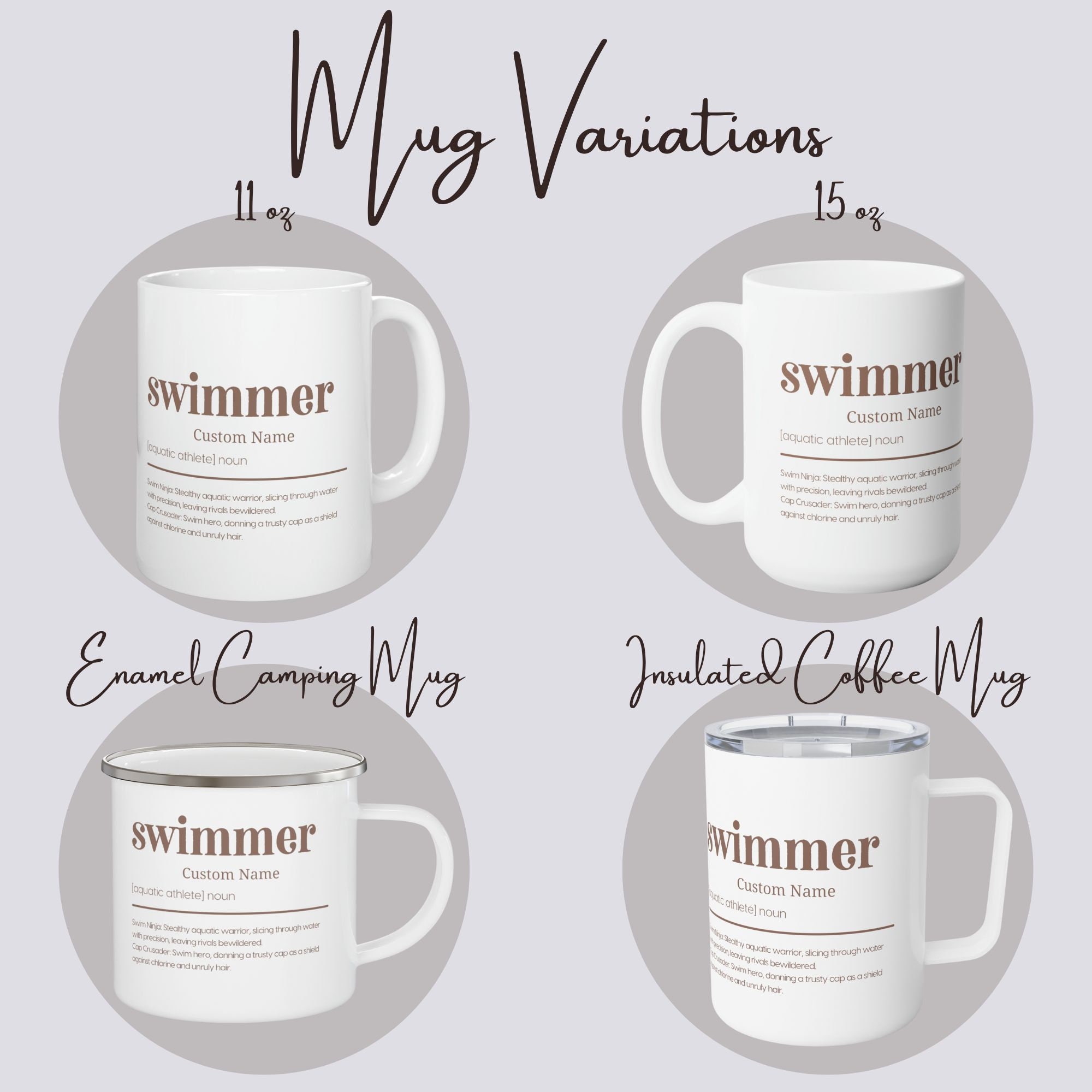 Custom Swimmer Definition Ceramic 11oz Mug, Definition Mug, Competitive ...