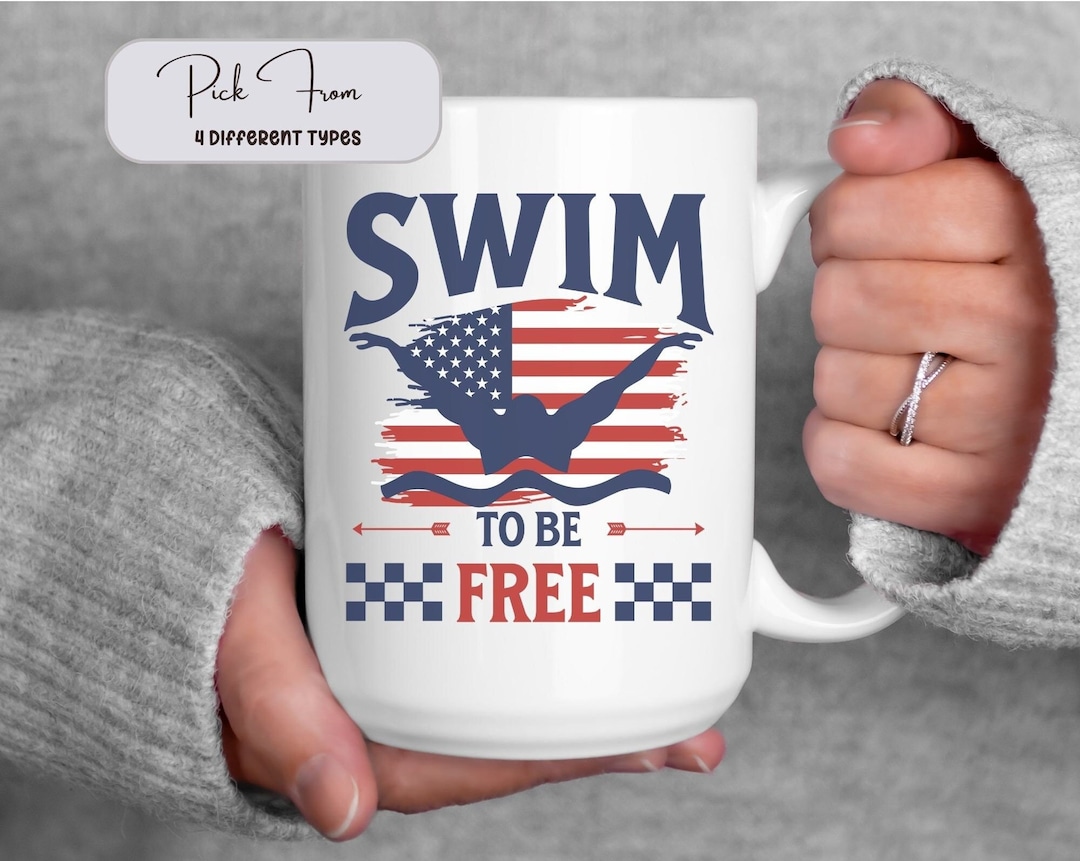 Swim to Be Free Ceramic Mug 15oz, Inspirational Swimmer, Competitive ...