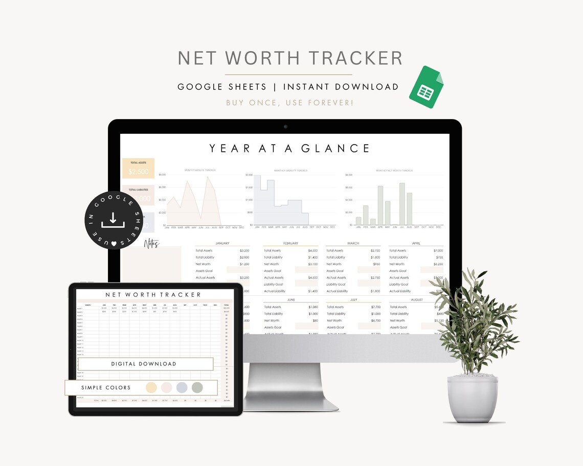 Net Worth Tracker Spreadsheet Template Google Sheets, Net Worth ...