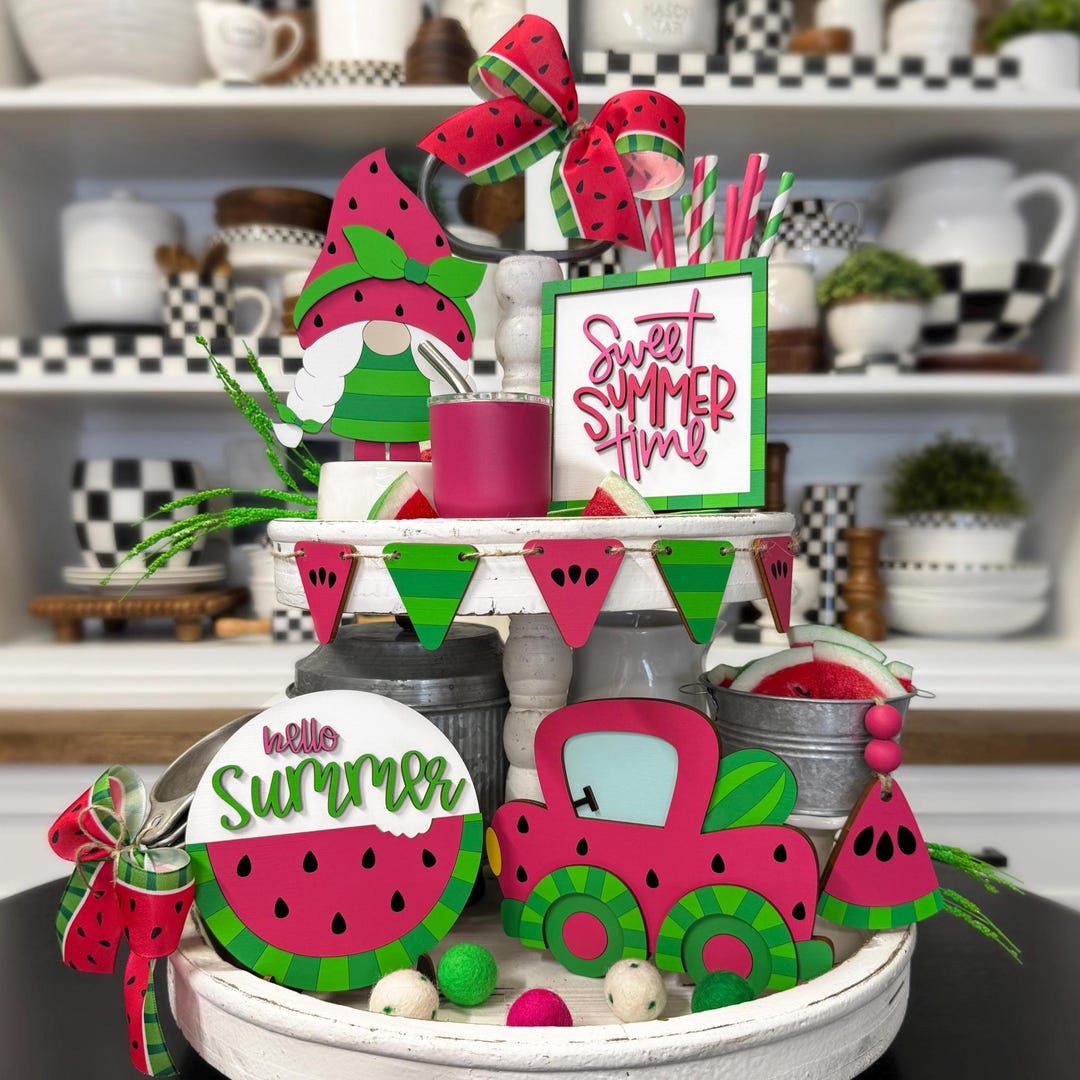 Watermelon Tiered Tray Decor Set: Summer Kitchen Mini Signs V1 - Etsy