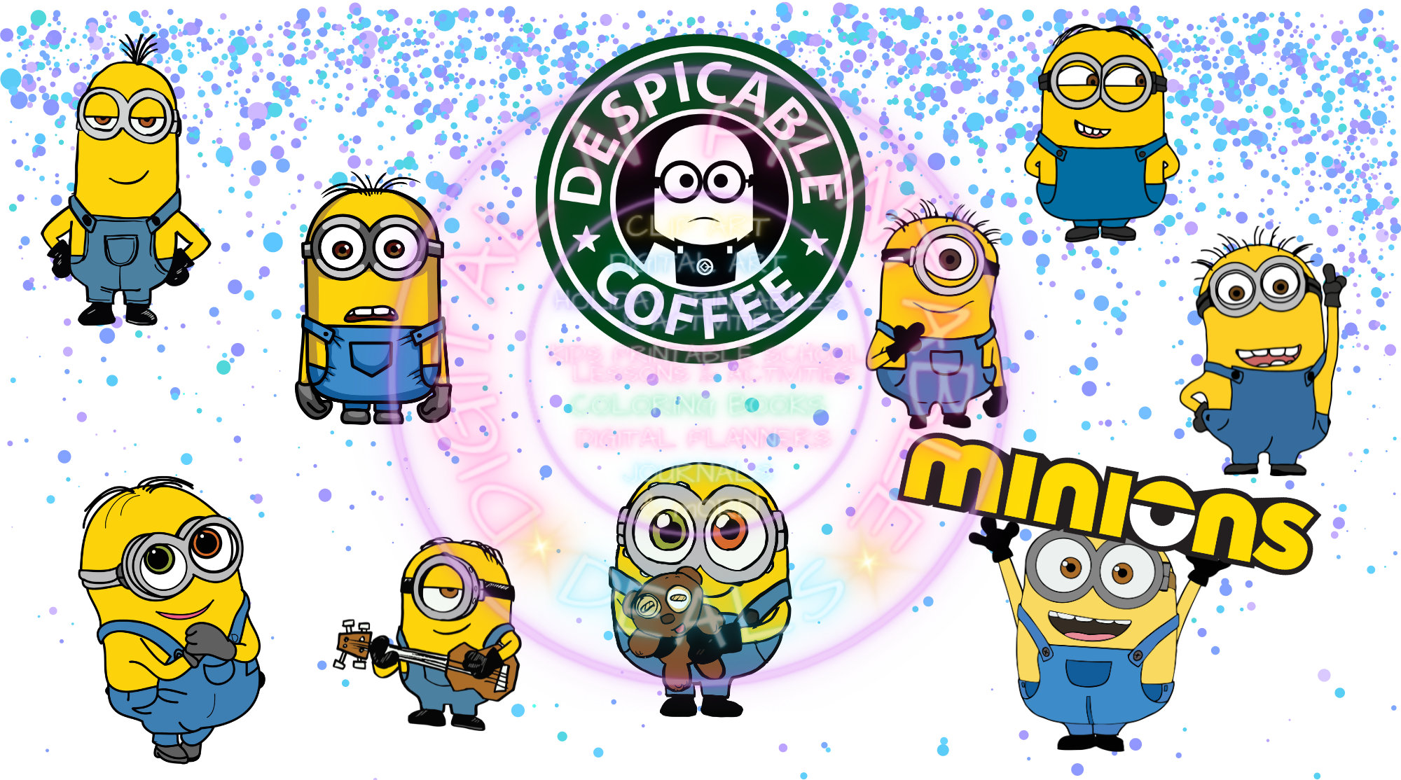 Kids Movie Despicable Coffee Minions Sippy Cup Sublimation PNG DIGITAL ...
