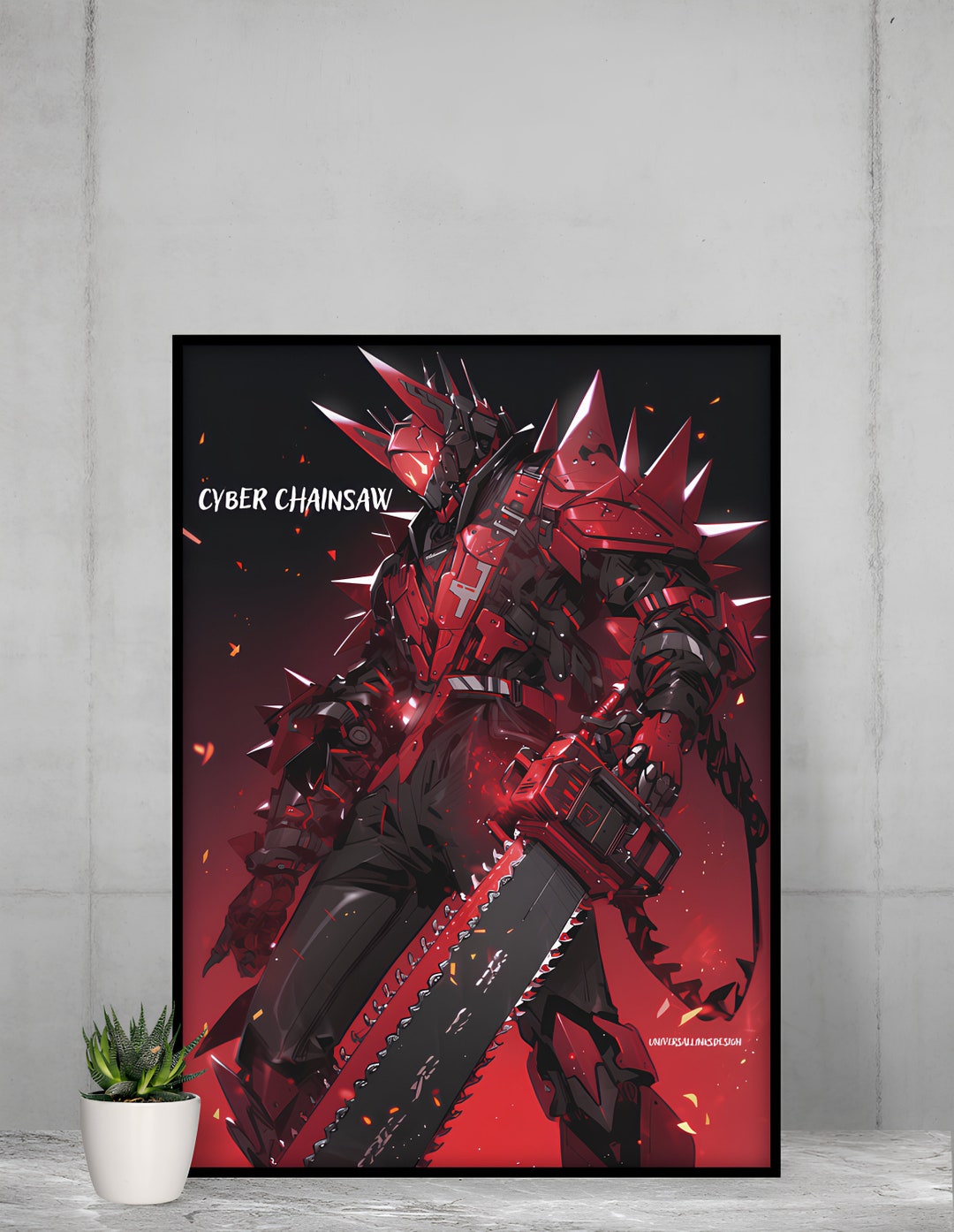 CYBER CHAINSAW Anime Art Cyberpunk Theme Wall Decor AI - Etsy