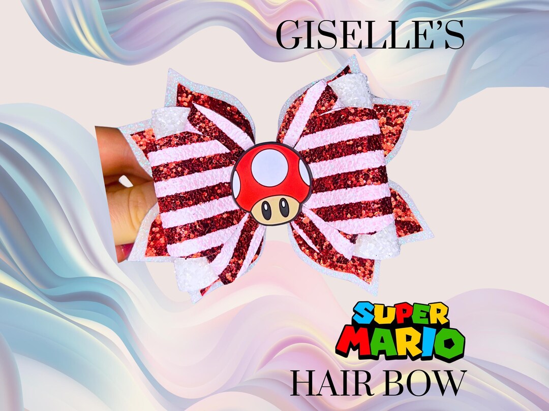 Super Mario Hair Bow, Glitter Hair Bow, Gamer Girl Hair Clip, Toddler ...