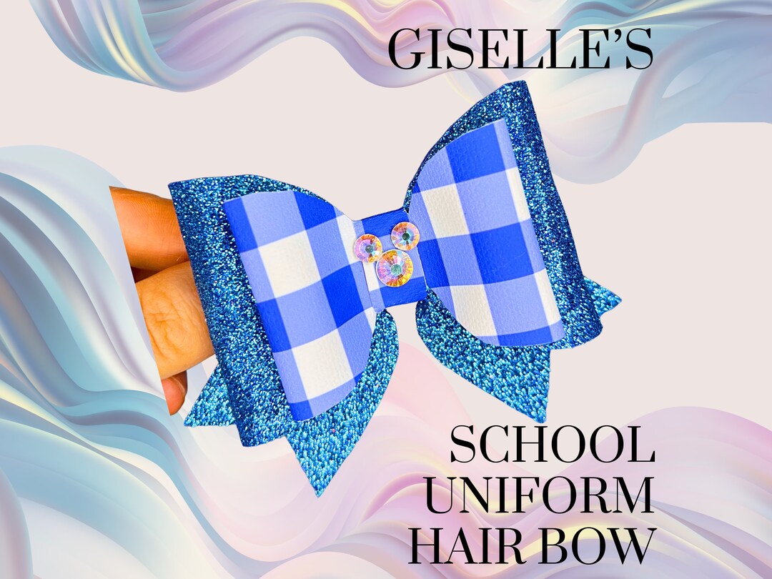 Blue School Uniform Hair Bow, Glitter Hair Bow, Girls Hair Clip ...