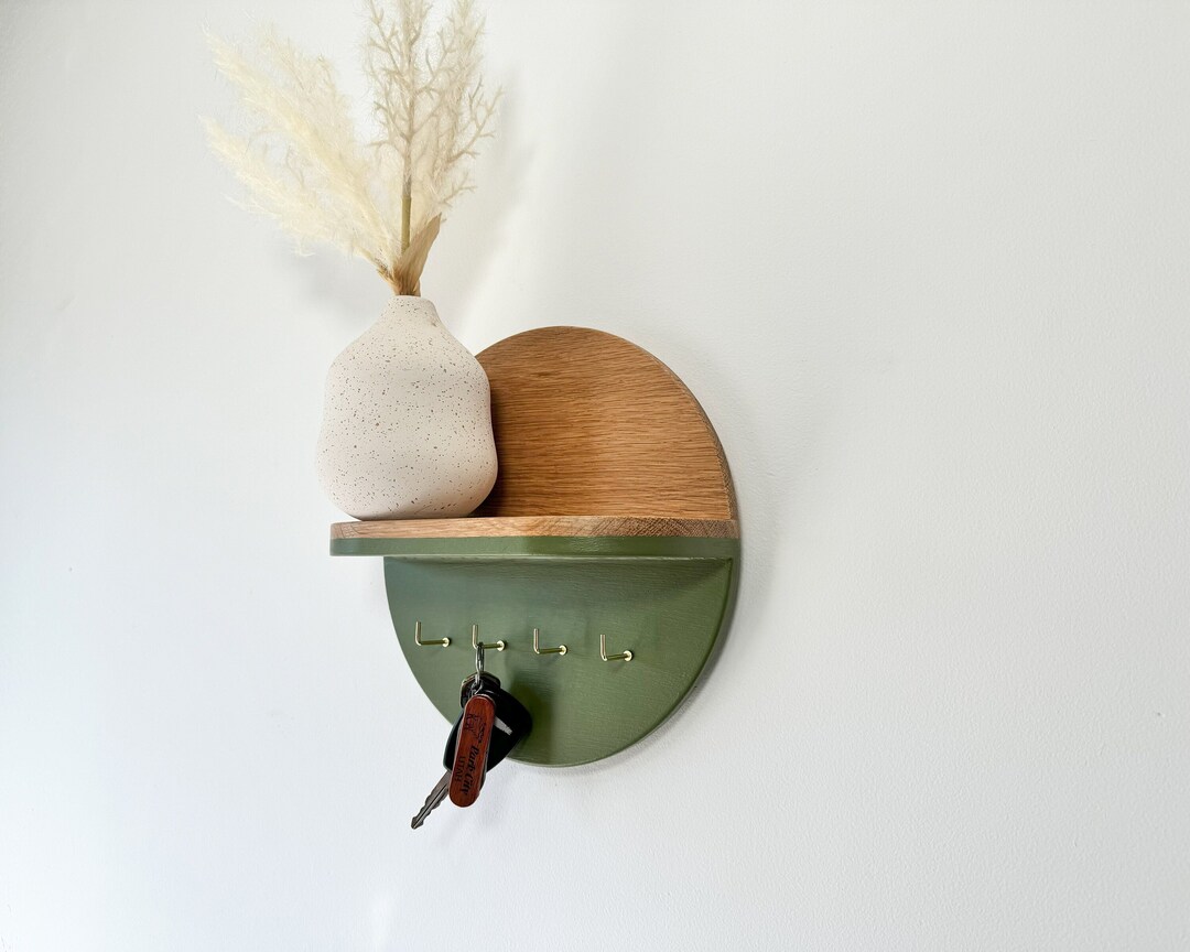 Minimalist Entryway Hanger Boho Wooden Entryway Organizer Round Key ...