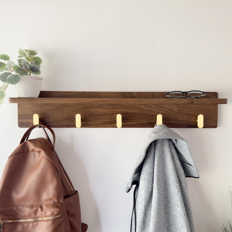 Walnut Wood Shelf Hooks - Etsy