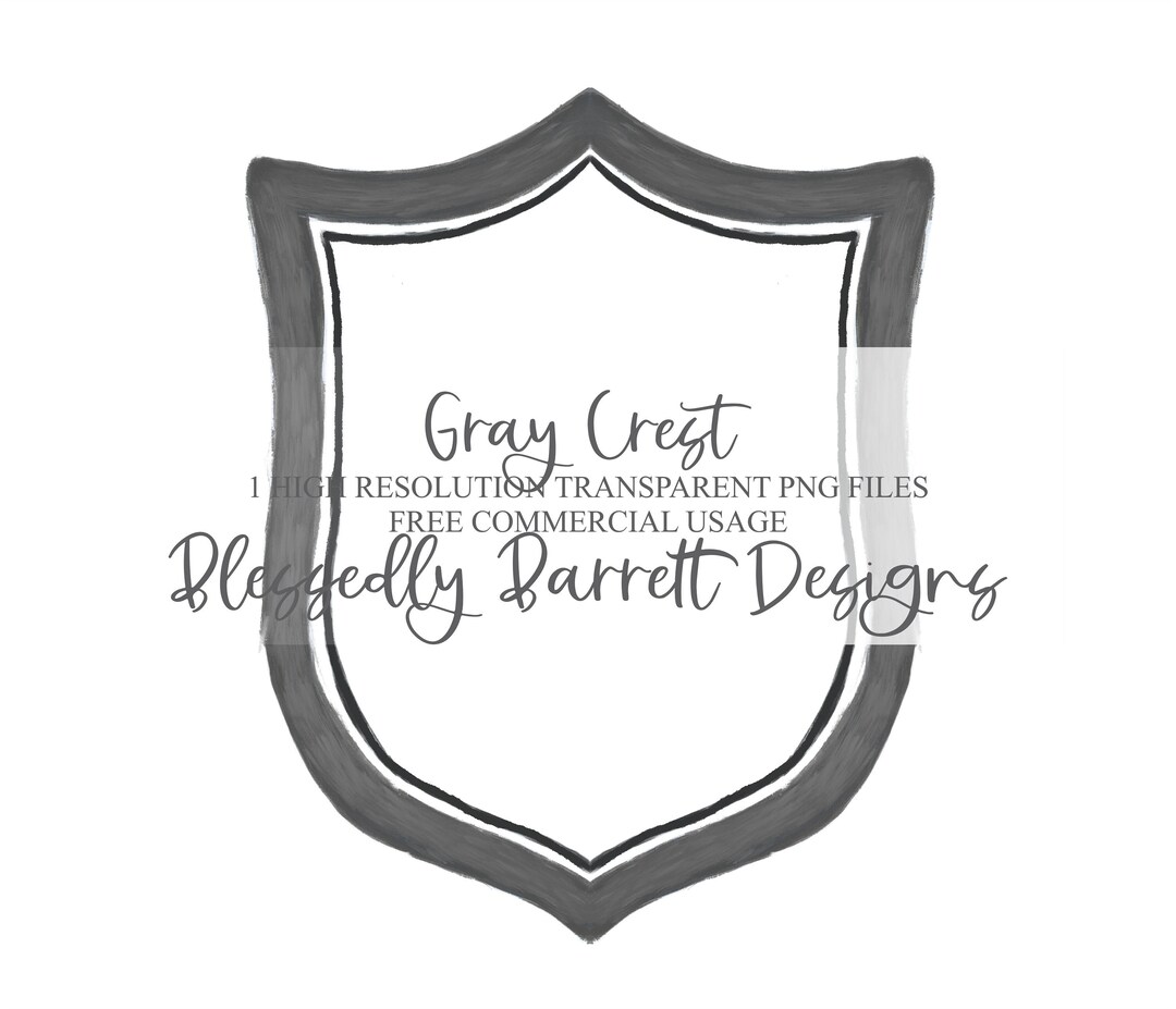 Gray Crest Clipart | Monogram Crest | Wreath | Watercolor | Clipart for ...