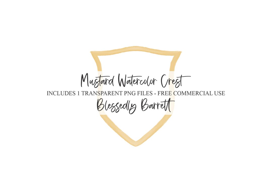Mustard Chalky Yellow Watercolor Crest Bundle 3 | Hand-drawn Clipart ...