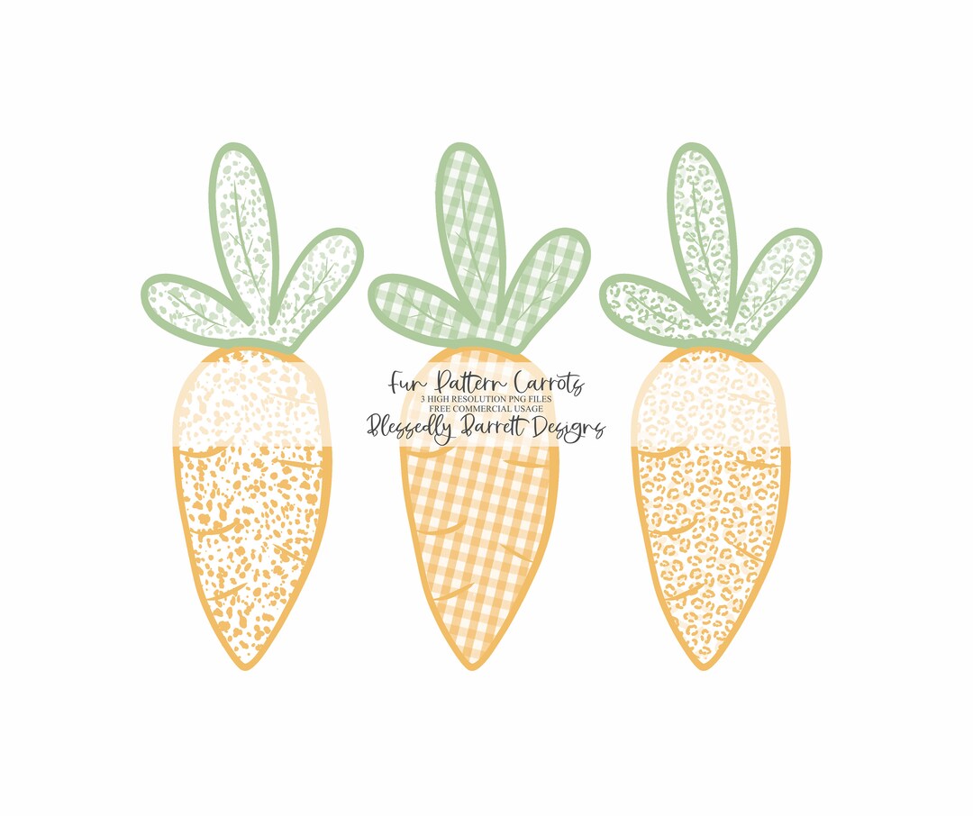 Easter Clipart | Watercolor | Gingham Carrots | Rabbit | Bunny Food ...