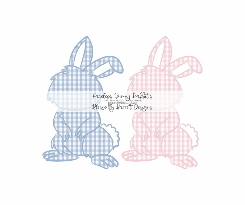 Easter Clipart | Watercolor | Gingham Print Bunnies | Hand Drawn ...