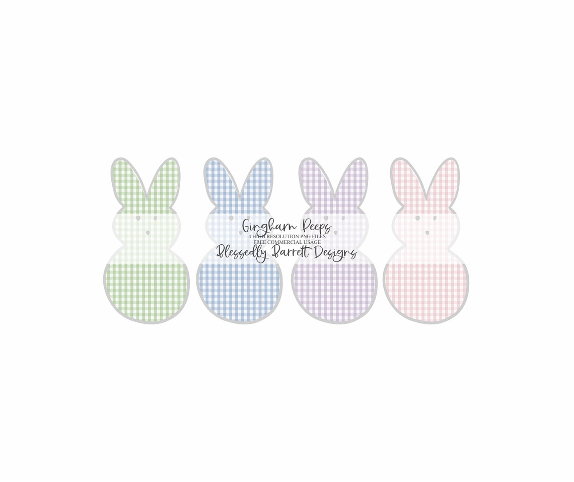 Easter Clipart | Watercolor | Gingham Peeps | Hand Drawn Bunnies ...