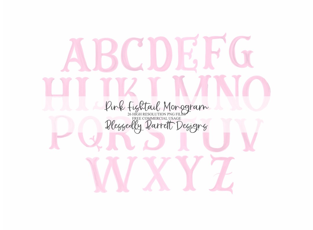 Pink Monogram Watercolor | Fishtail Letters | Fancy Letters | Light ...