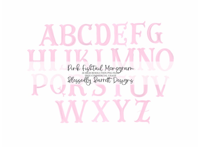 Pink Monogram Watercolor | Fishtail Letters | Fancy Letters | Light ...