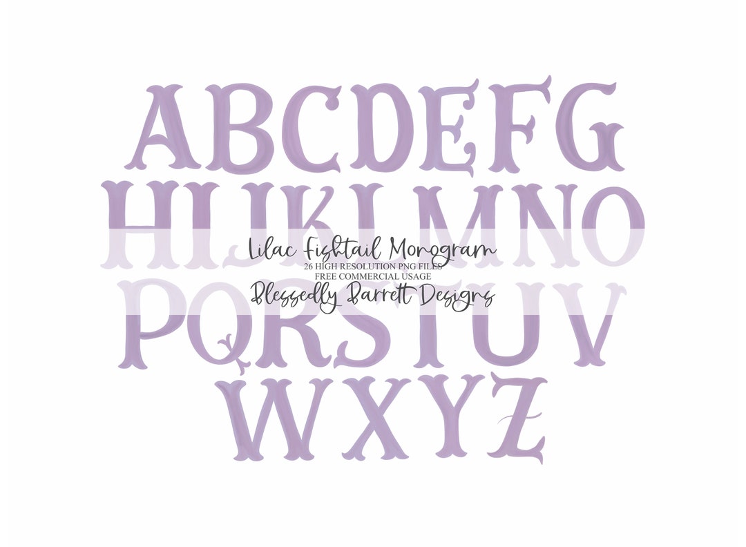 Lilac Monogram Watercolor | Fishtail Letters | Fancy Letters | Light ...
