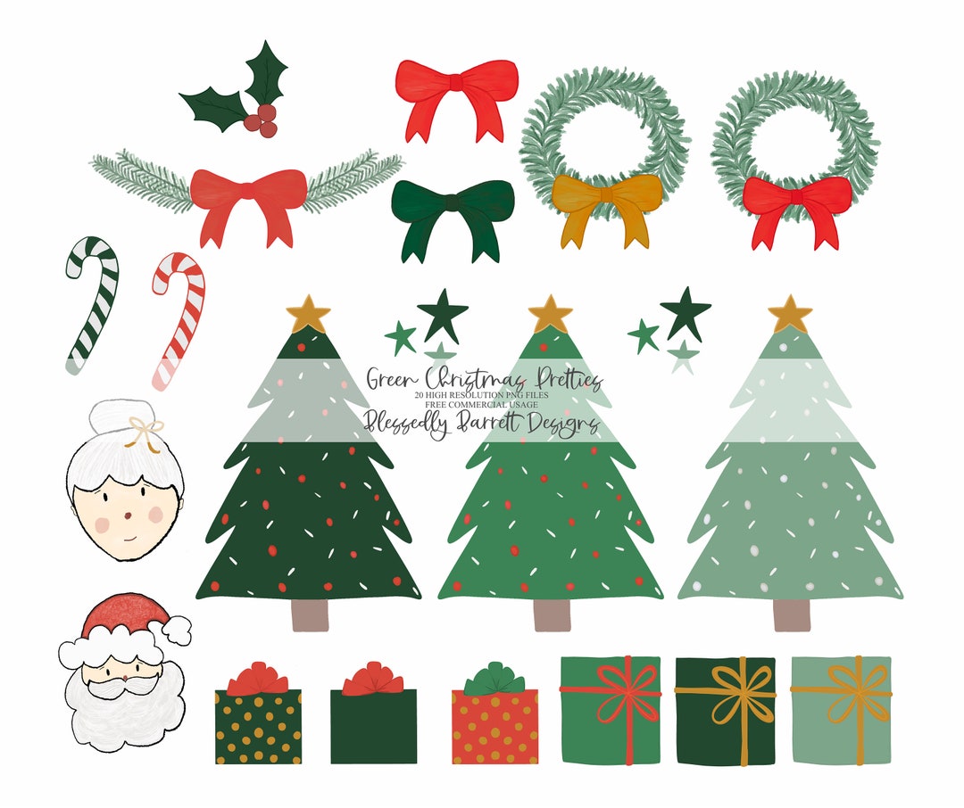 Christmas Clipart | Red and Green Christmas | Wreath | Cute Christmas ...