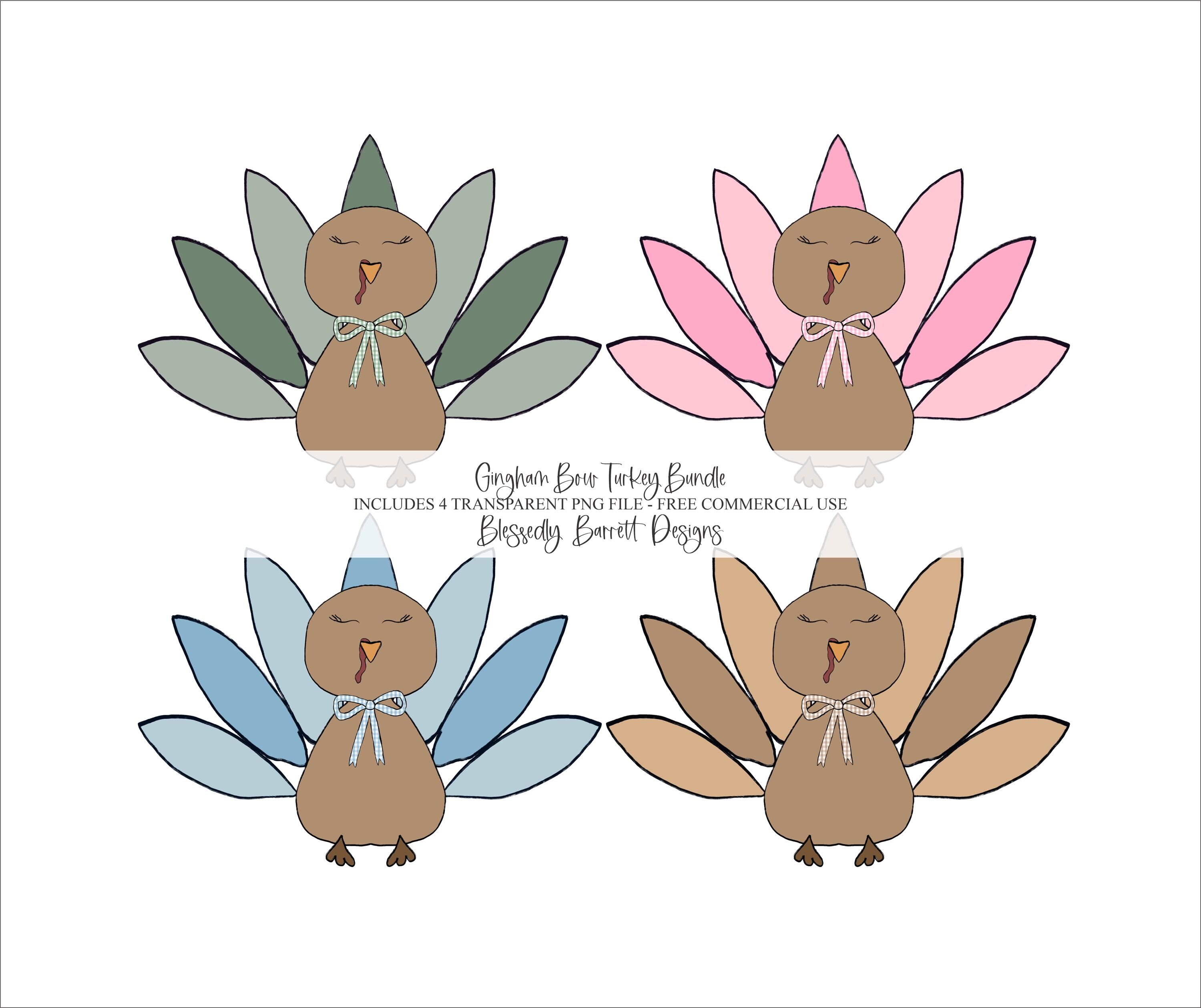 Bundle Gingham Bow Turkey Clipart | Fall Clipart | Thanksgiving | Fall ...