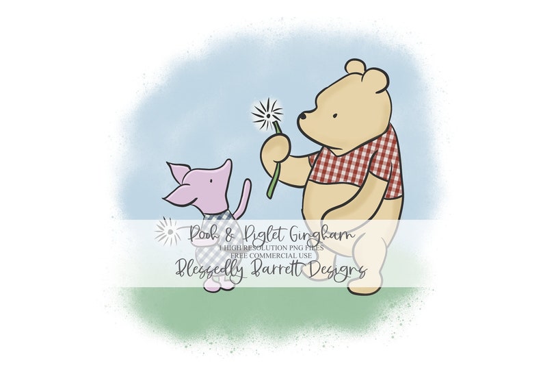 CLASSIC Pooh and Piglet Clipart | Winnie the Pooh | Gingham | Pooh Bear ...