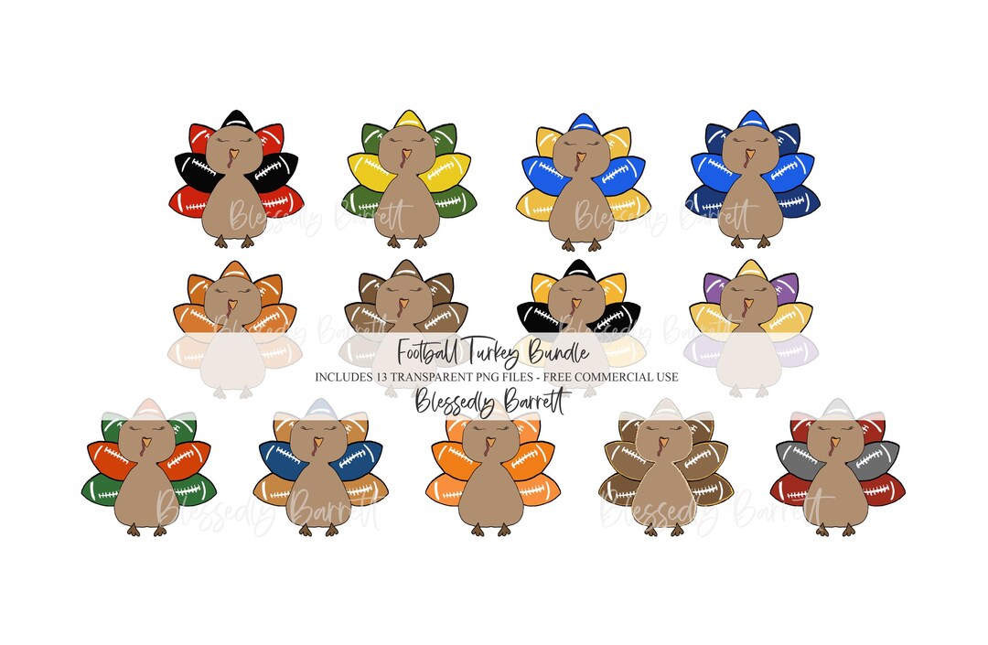 Bundle Football Turkey Clipart | Fall Clipart | Thanksgiving Football ...