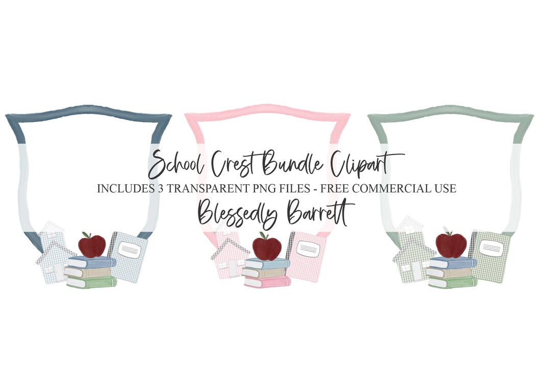 Teacher Crest Watercolor Color Clipart | Teacher Clipart | Apple ...