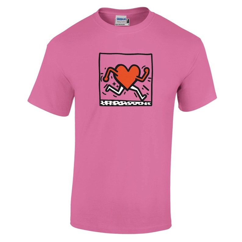 Keith Haring Inspired "running Heart" Unisex Crewneck T-shirt - Etsy