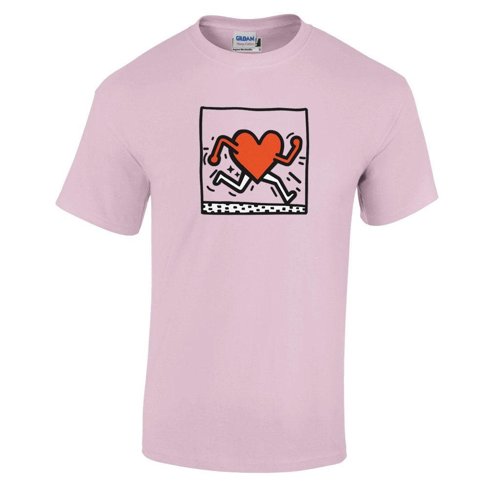 Keith Haring Inspired "running Heart" Unisex Crewneck T-shirt - Etsy