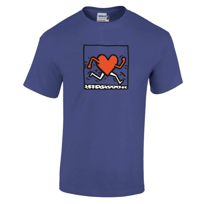 Keith Haring Inspired "running Heart" Unisex Crewneck T-shirt - Etsy