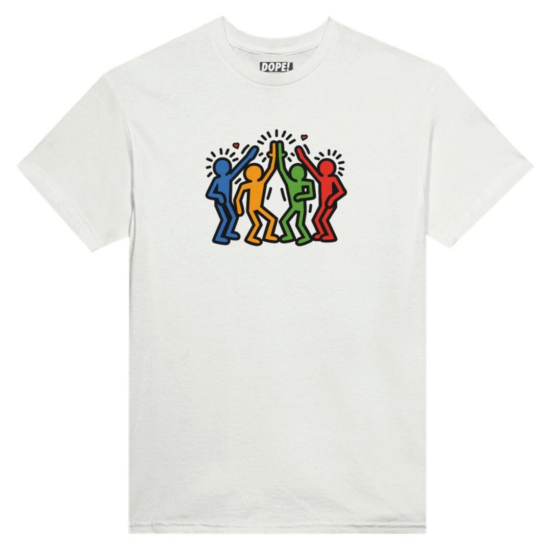 Keith Haring Inspired "peace, Unity, Love" Unisex Crewneck T-shirt - Etsy