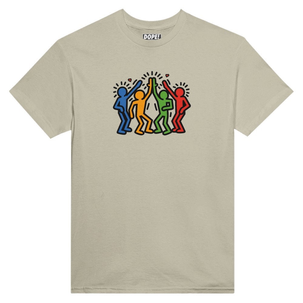 Keith Haring Inspired "peace, Unity, Love" Unisex Crewneck T-shirt - Etsy