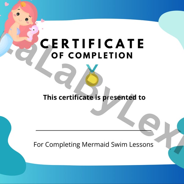 Swim Certificate of Completion - Etsy