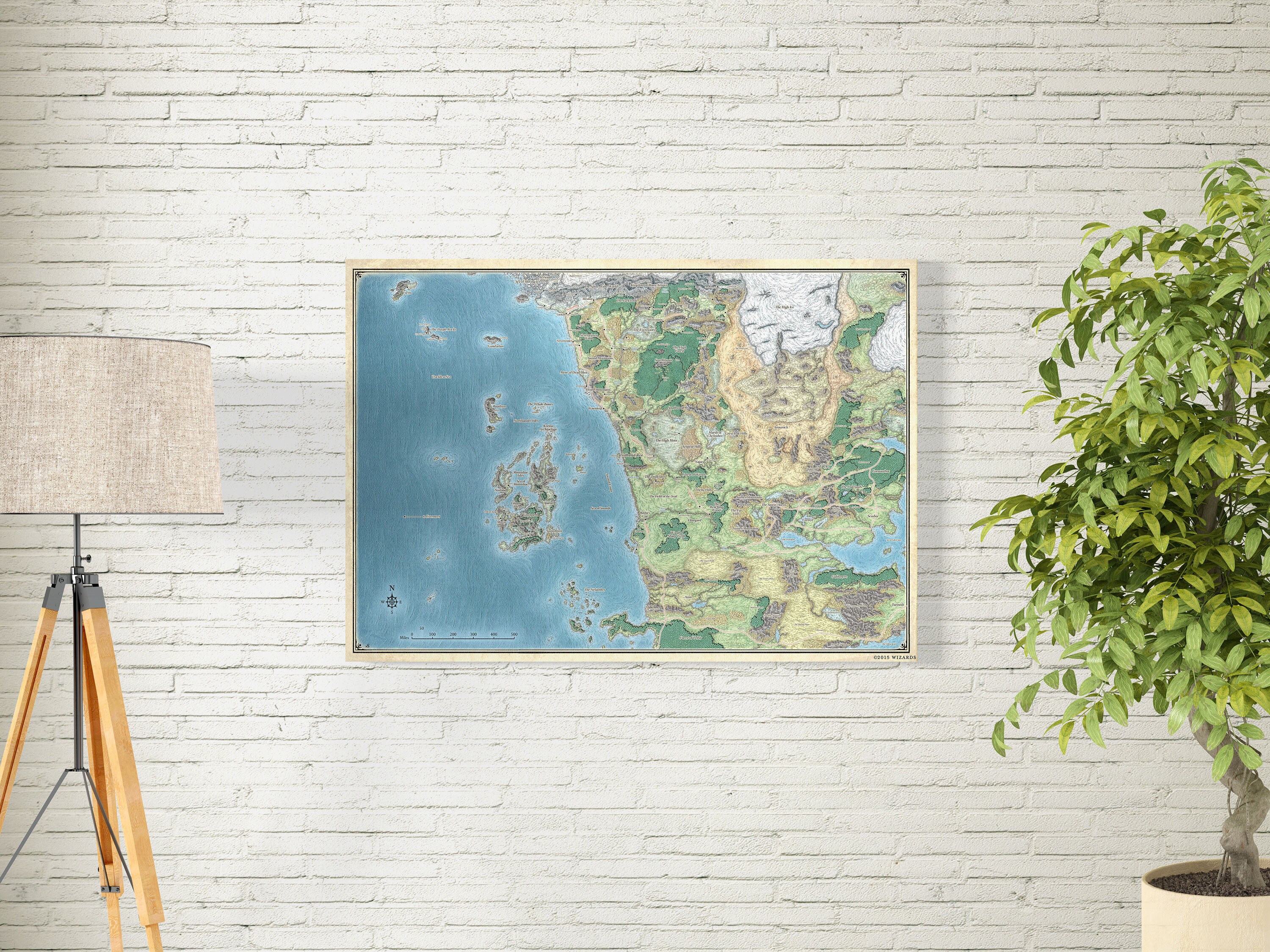 Forgotten Realms Map Art Canvas, Map of Fearun Wall Art,forgotten ...