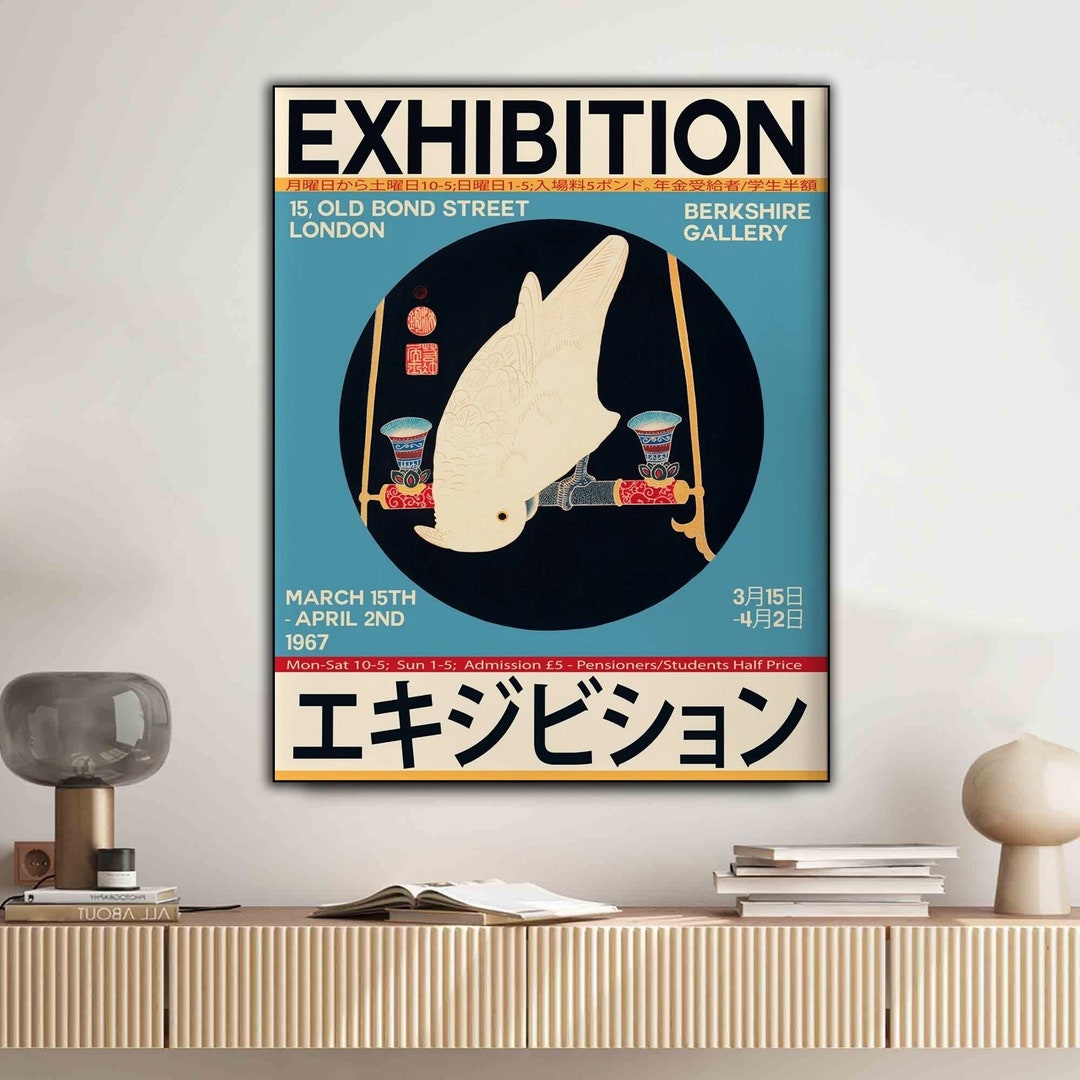 Vintage London 1967 Japanese Exhibition White Macaw Poster - Rare ...